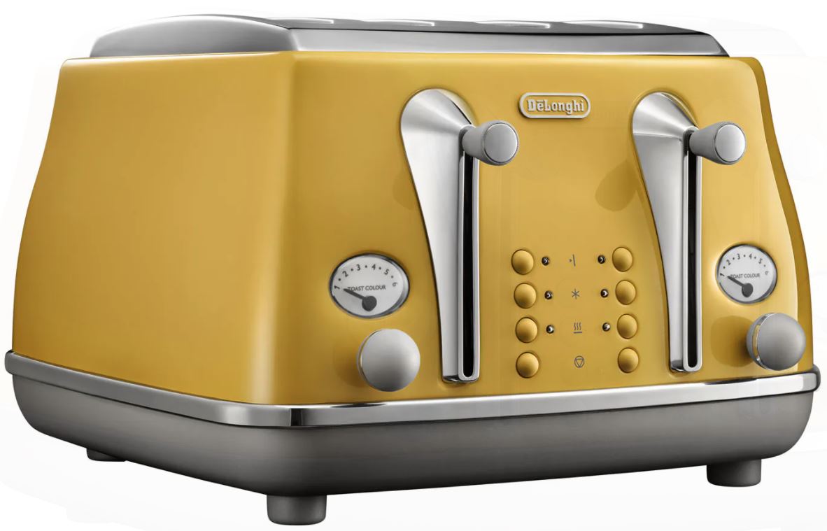 DELONGHI ICONA 4 SLICE TOASTER YELLOW | CTOC4003Y – Dwyers Electrical